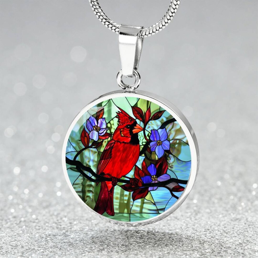 Faux Stained Glass Red Cardinal Pendant Gift | Memorial Gift 4 Loss of ...