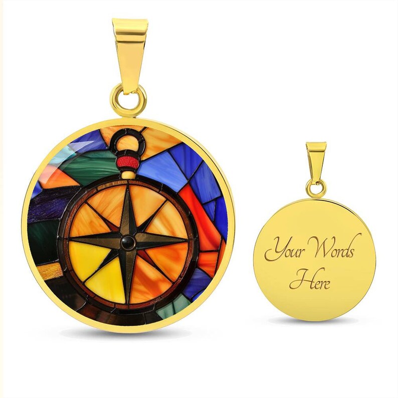 Graduation Compass Stained Glass Necklace for 2024 Graduate ...