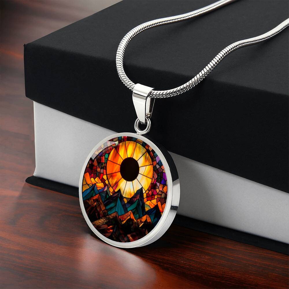 Stained Glass Total Solar Eclipse 2024 Pendant Necklace | Custom Lunar ...