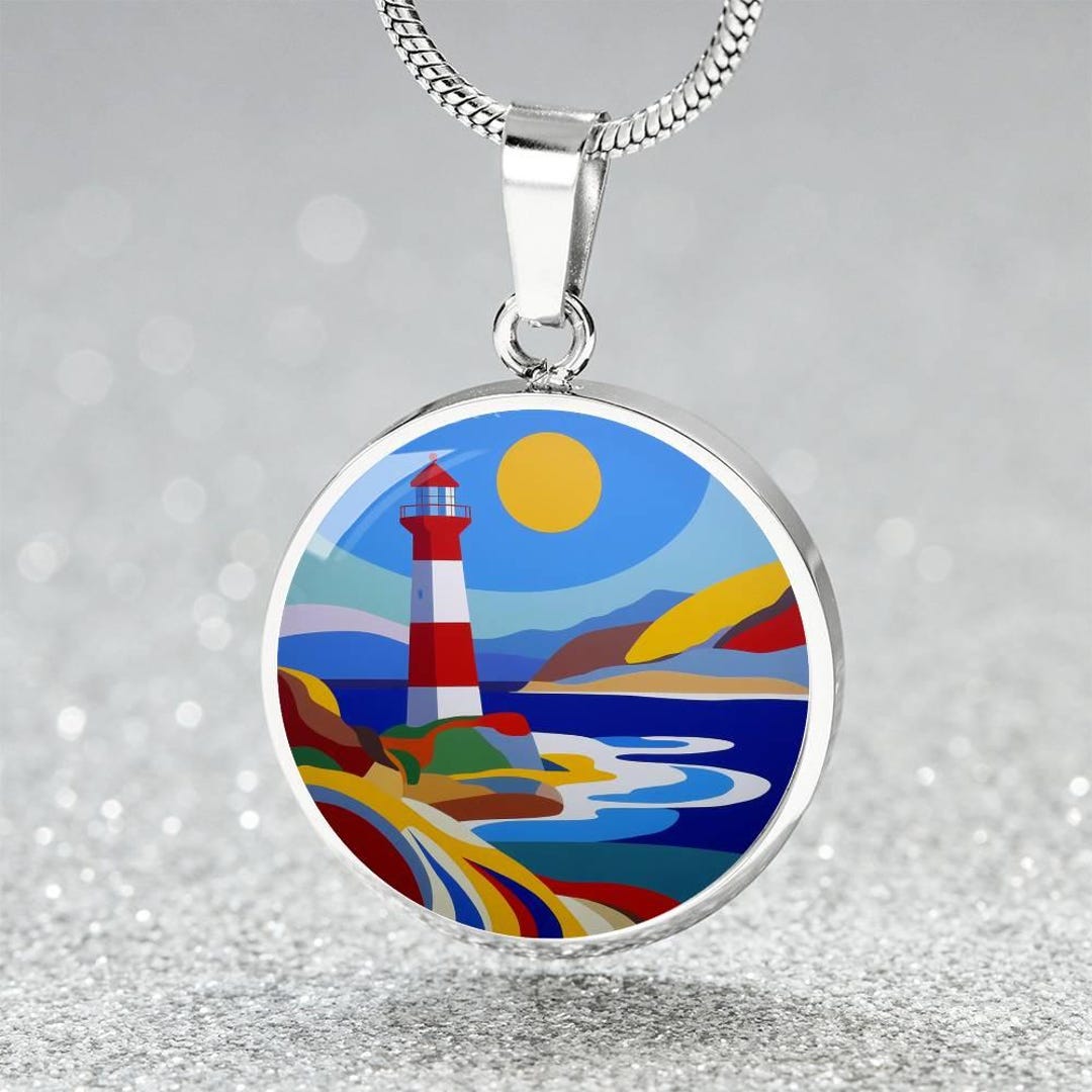 Coastal Lighthouse Retro Engraved Pendant Necklace | Beach Lover ...