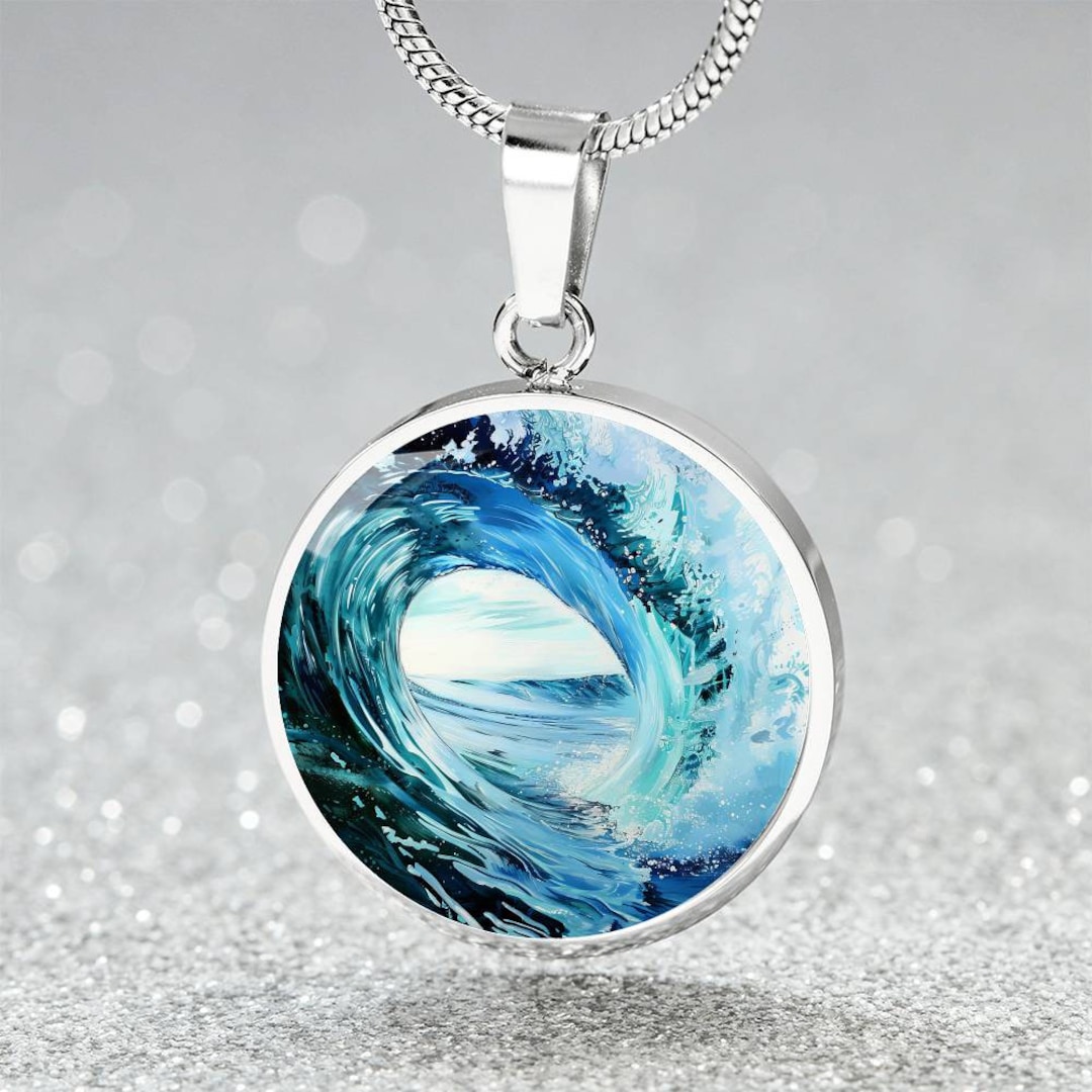Ocean Wave Surfing Jewelry Engraved | Personalized Surfer Girl Pendant ...