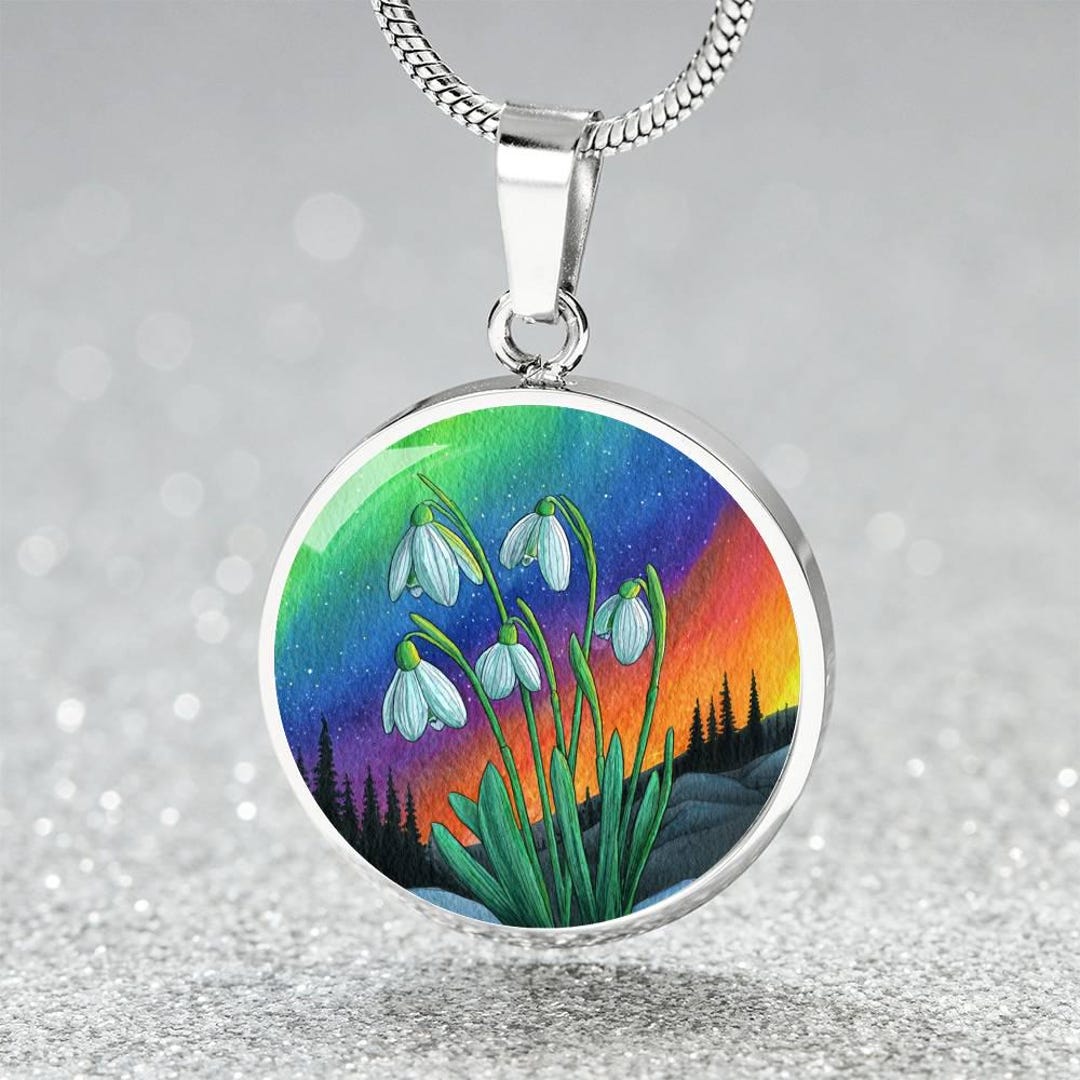 Snowdrop Birth Flower Jewelry | January Birthday Pendant Necklace ...