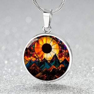 Stained Glass Total Solar Eclipse 2024 Pendant Necklace | Custom Lunar ...