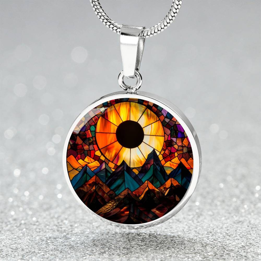 Stained Glass Total Solar Eclipse 2024 Pendant Necklace | Custom Lunar ...