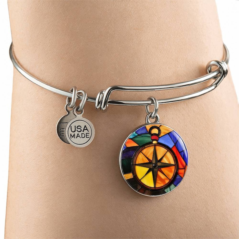 Graduation Compass Stained Glass Necklace for 2024 Graduate ...