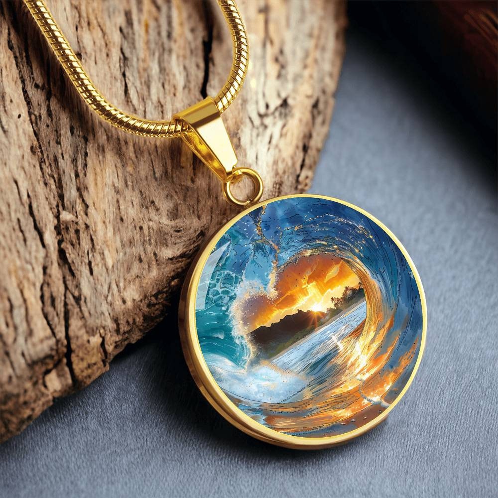 Personalized Ocean Wave Surfing Jewelry Engraved Beach Pendant Necklace ...