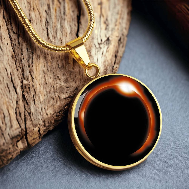 Personalized Total Solar Eclipse 2024 Pendant Necklace | Custom Lunar ...