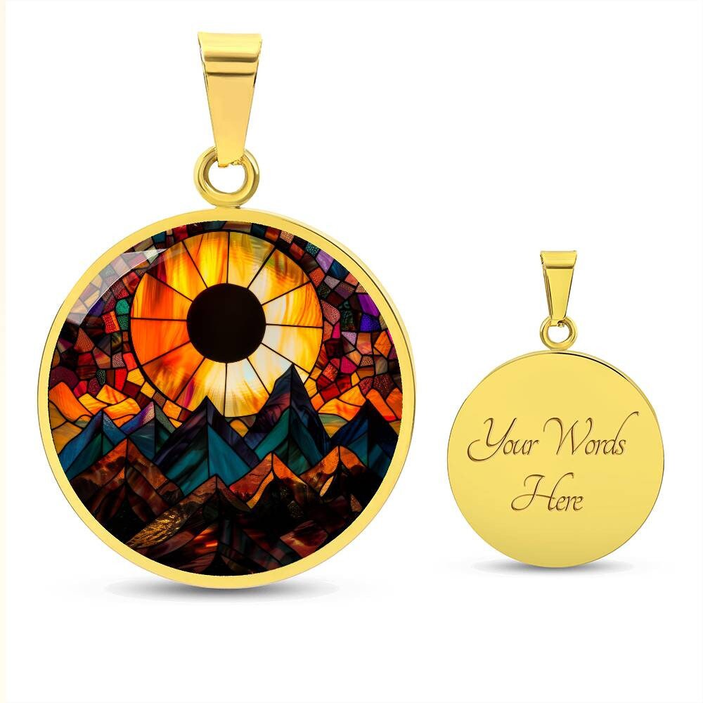 Stained Glass Total Solar Eclipse 2024 Pendant Necklace | Custom Lunar ...