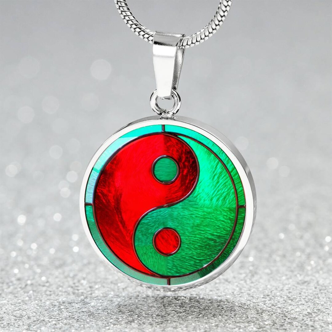 Christmas Yin Yang Pendant Necklace, Bracelet or Keychain | Red & Green ...