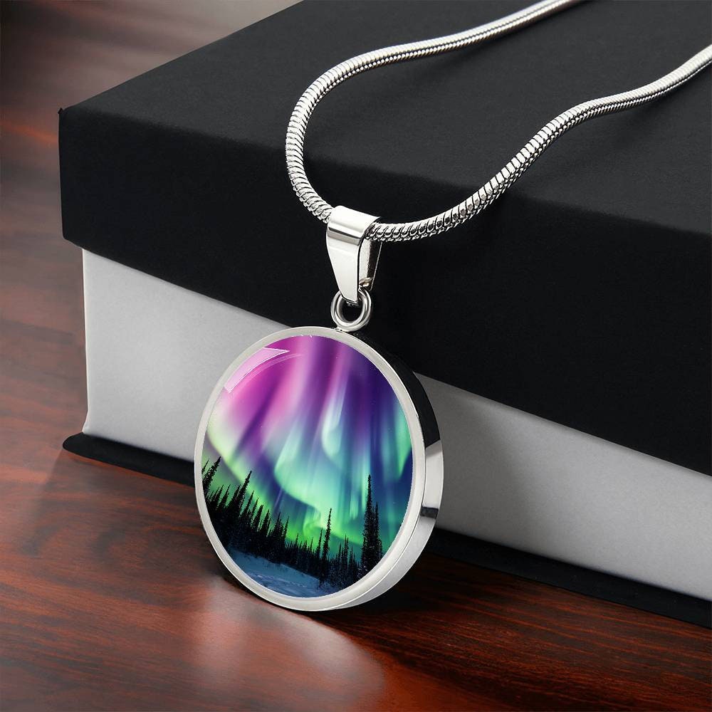 Aurora Borealis Necklace Gift for Her Engraved Alaska Northern Lights ...