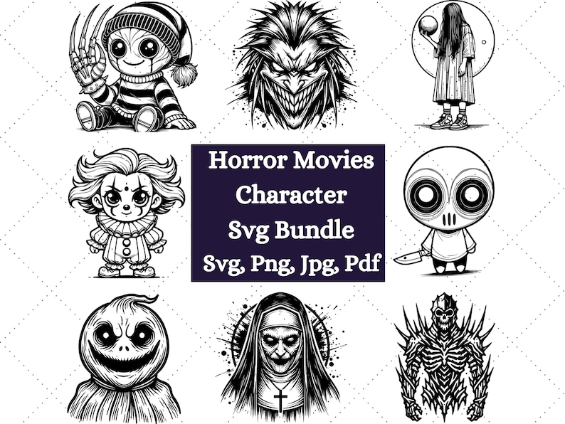 Horror Movies Characters Svg Bundle, Halloween Sublimation Designs ...