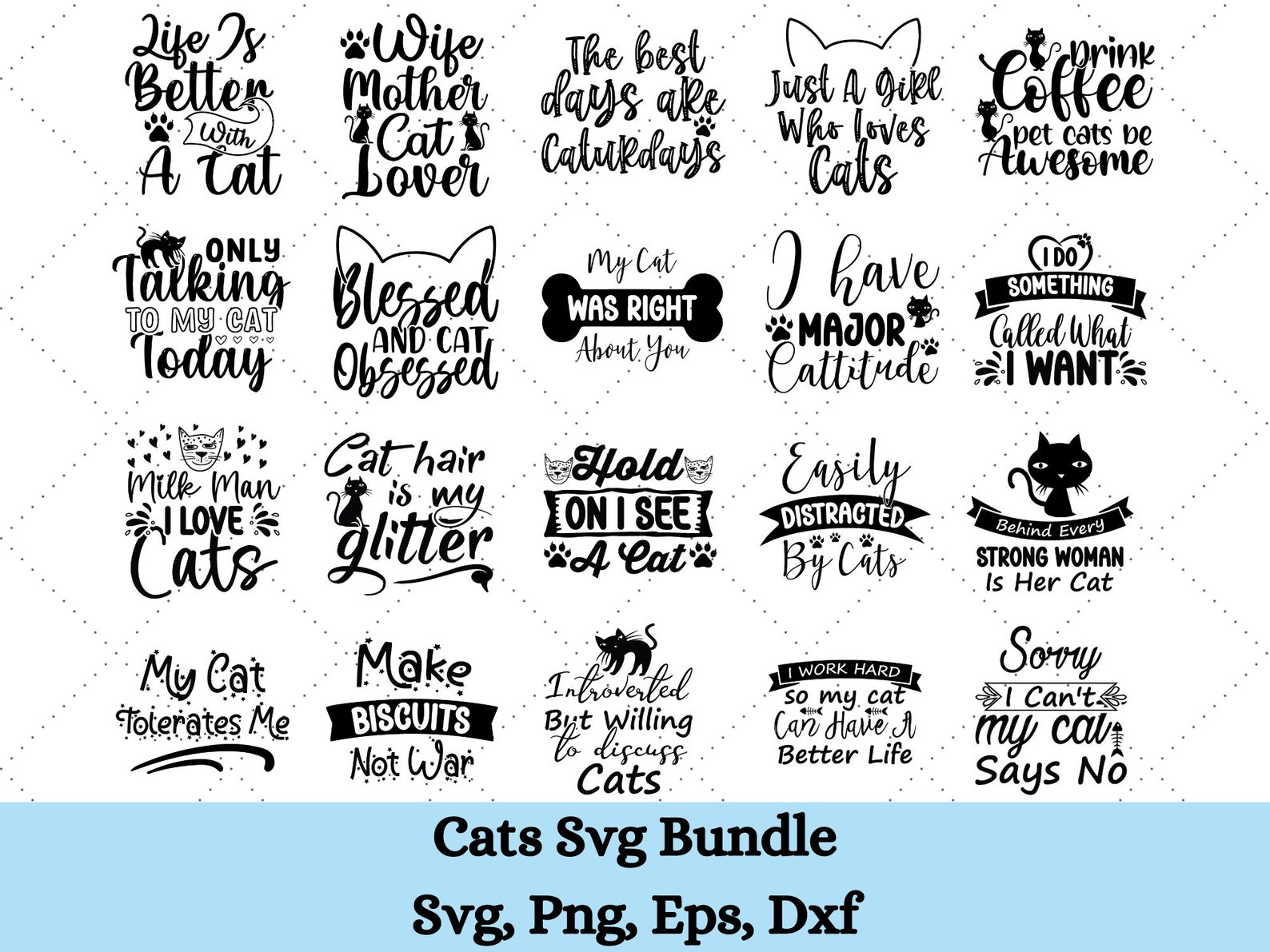 Cat Svg Bundle, Cat Quotes Svg Bundle, Cat Mom SVG Bundle, Cat Funny ...