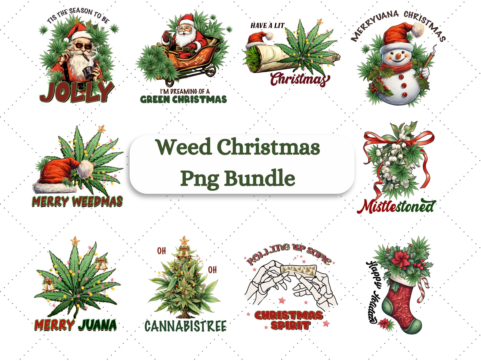 Weed Christmas Bundle, Retro Christmas Bundle, Marijuana Shirt Design ...