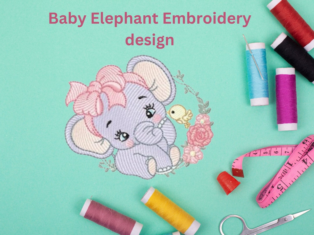 Baby Elephant Embroidery Machine Design, Baby Elephant Embroidery ...