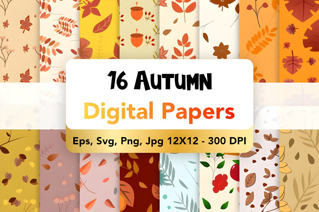 Fall Autumn Digital Paper Patterns Design, Printable Fall Paper, Rustic ...