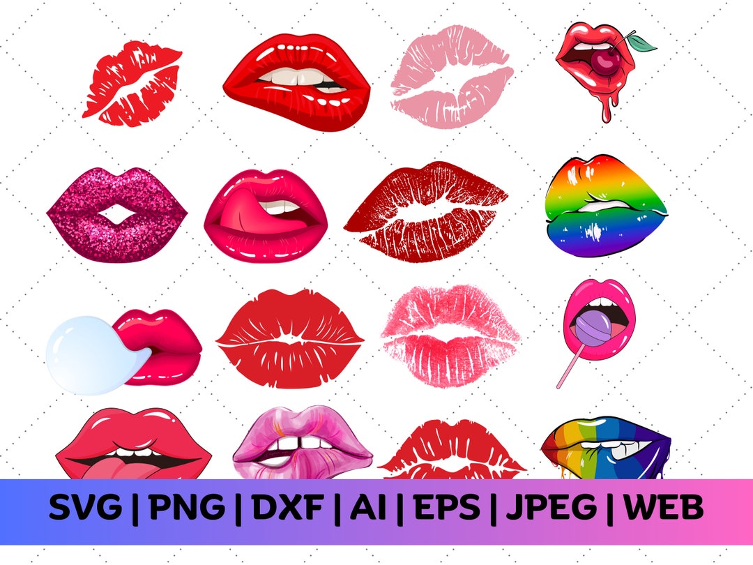 Mega Lips Svg Bundle\ Lips Png Bundle\ Kiss Svg\ Lips Print Svg\ Red ...
