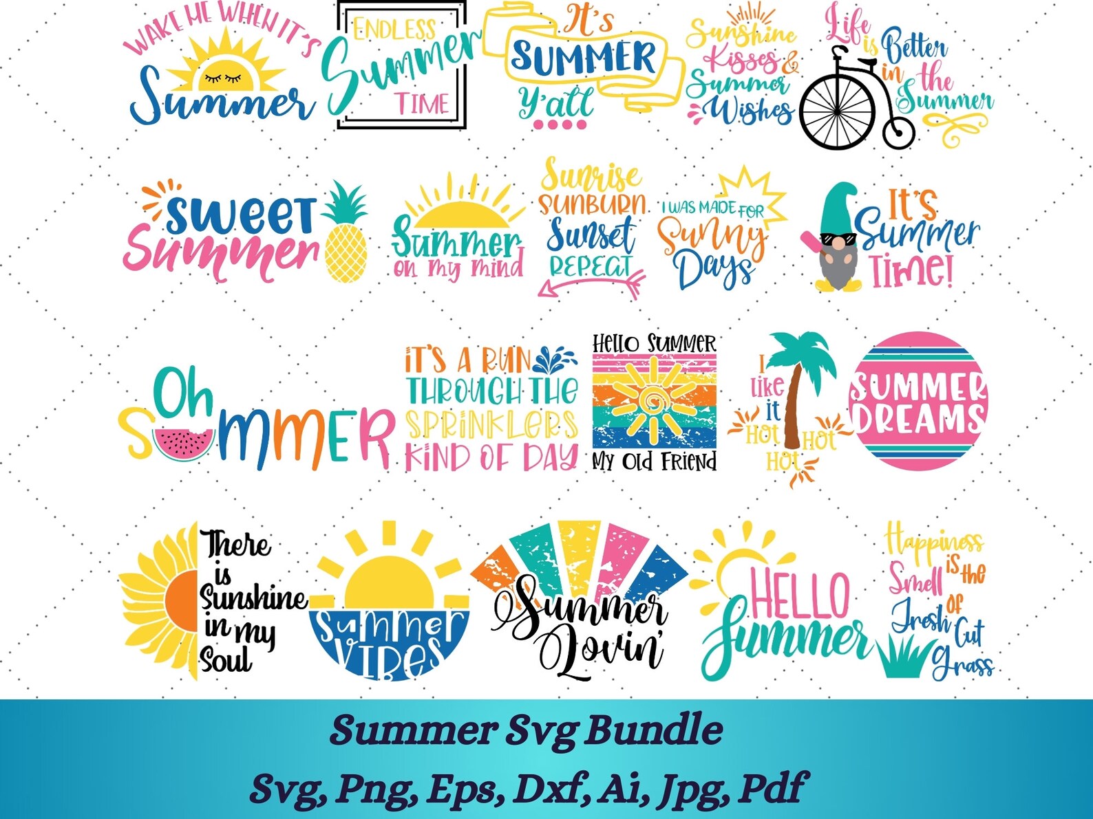 Summer SVG Bundle, Beach Svg, Summertime Svg, Retro Summer SVG Bundle ...