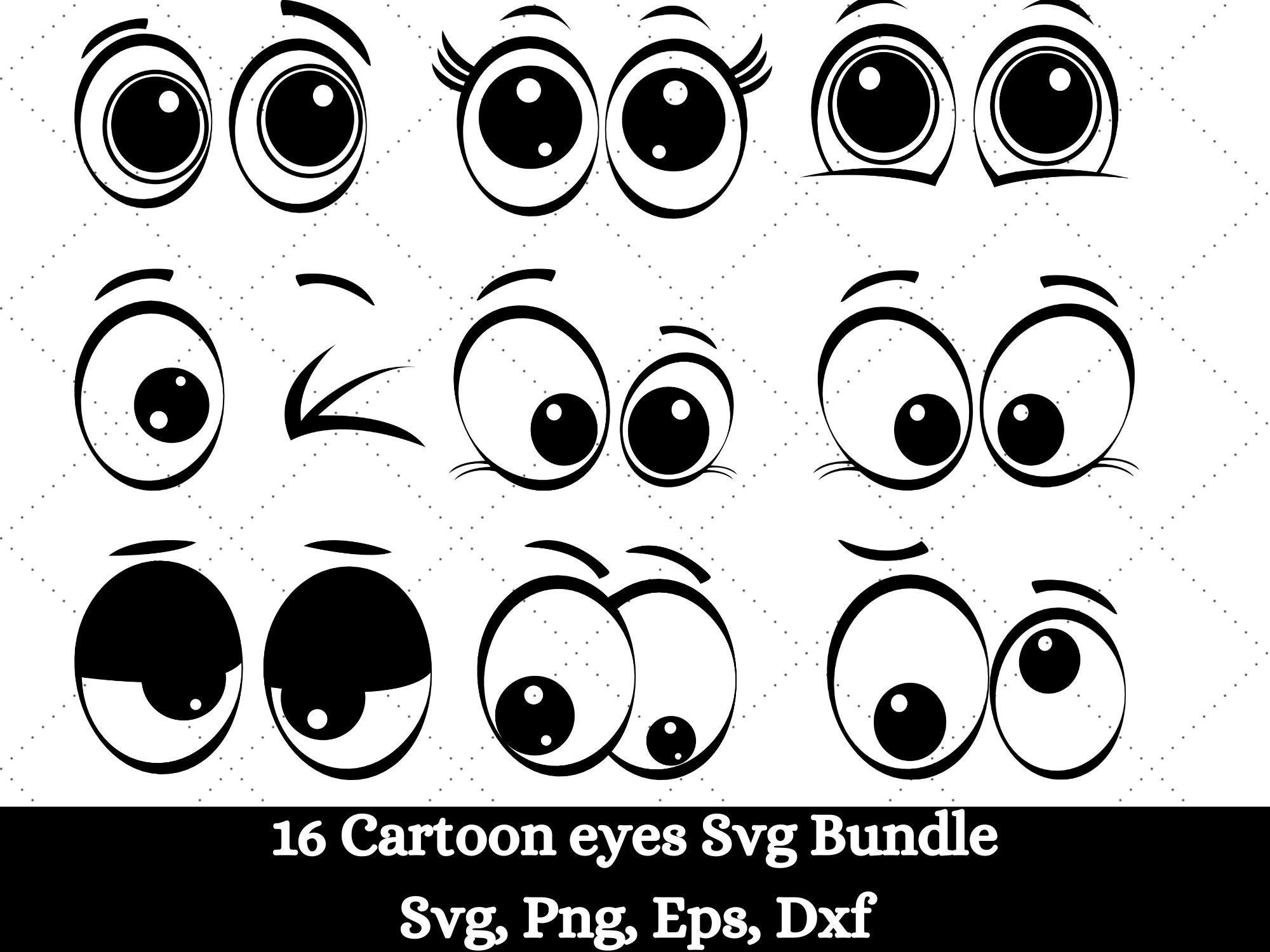 Cartoon Eyes SVG, Comic Book Eyes Svg Bundle, Googly Eyes, Out Line ...