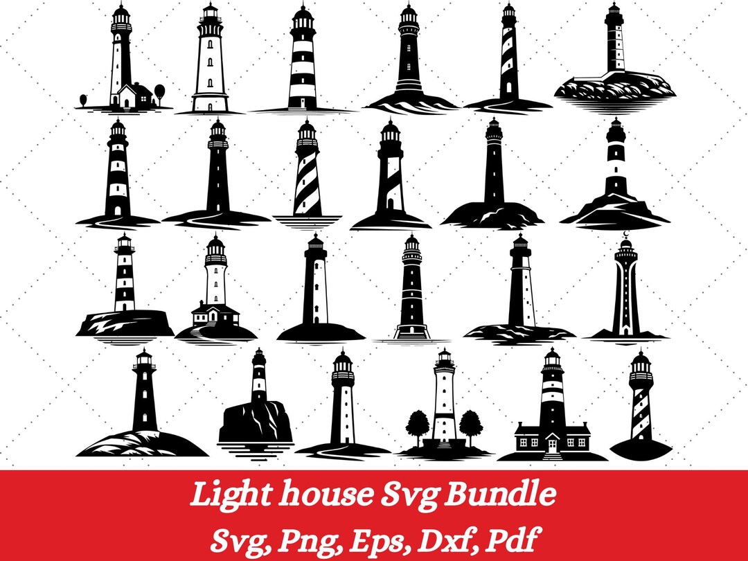 Lighthouse SVG Bundle, Light House SVG, Lighthouse Clipart, Watch Tower ...