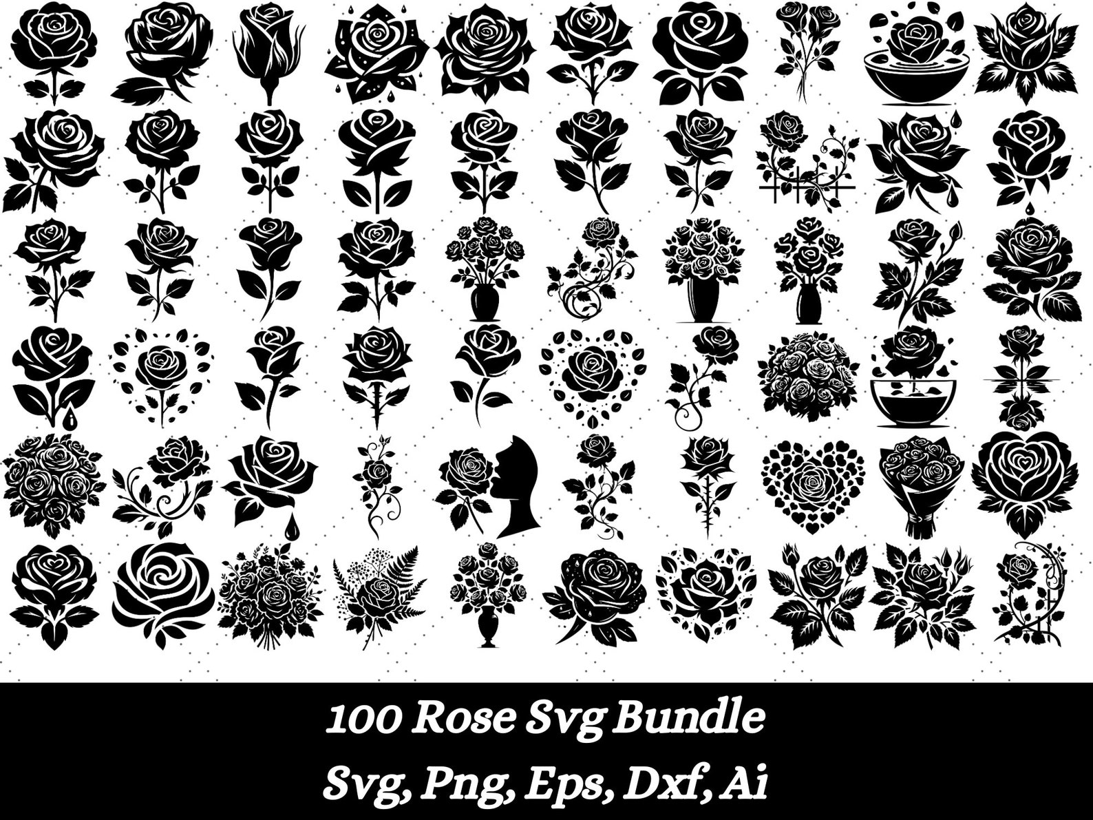 Rose Svg Bundle, Roses Svg Bundle, Rose Clipart Bundle, Rose Svg Cut ...