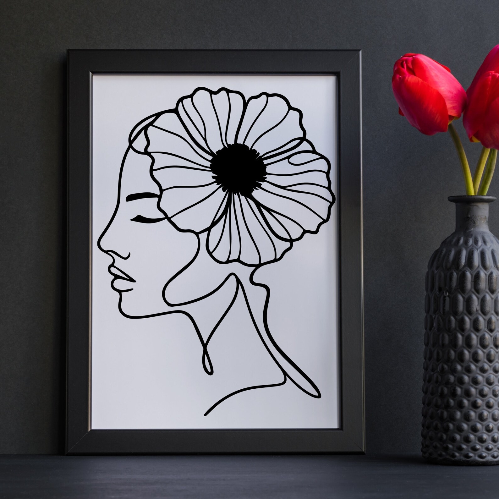 Line Art Svg Bundle, Flowers in Hair Svg, Line Art Face Svg, Faces ...