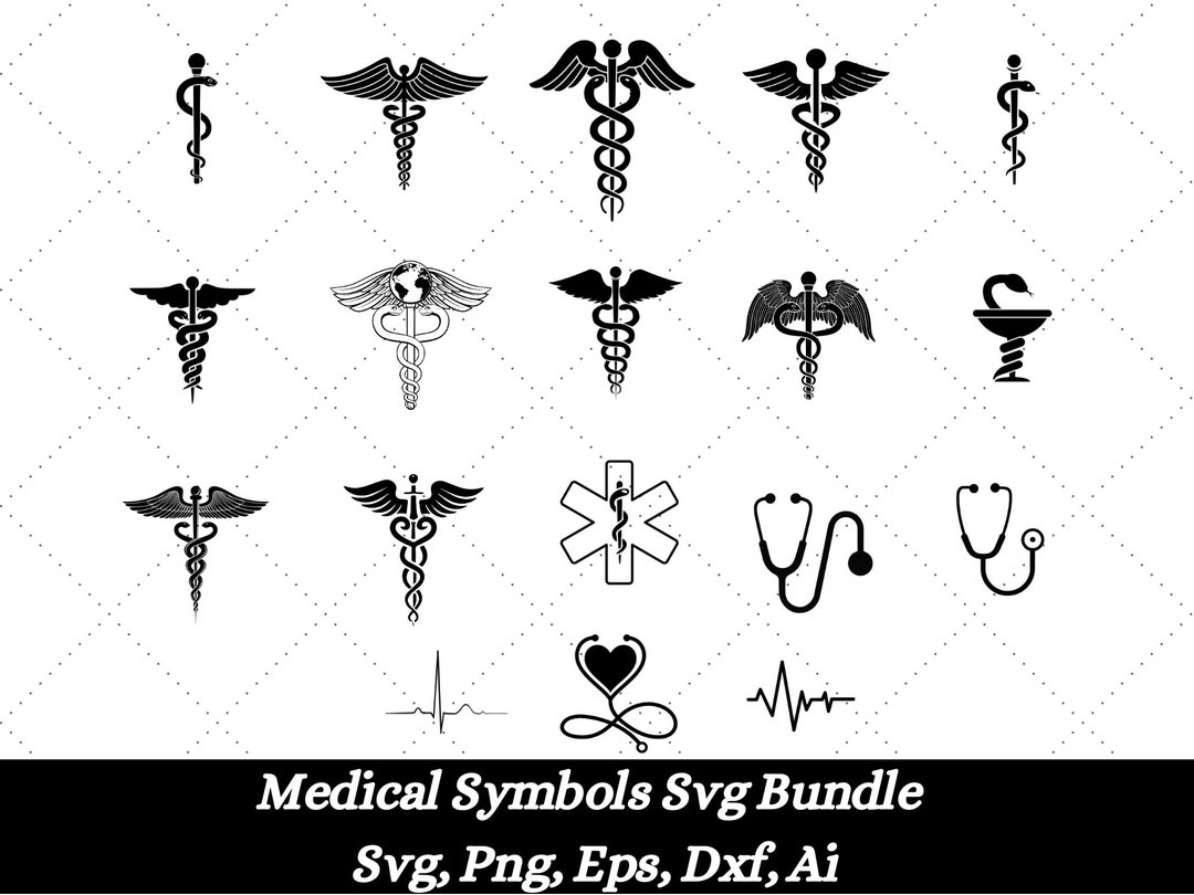 Paquete de símbolos médicos svg, estetoscopio svg, latido del corazón ...