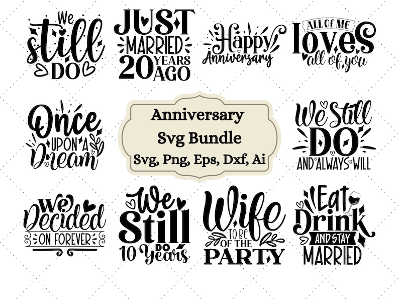 Anniversary Svg Bundle, Anniversary Cut Files, Anniversary Icons ...