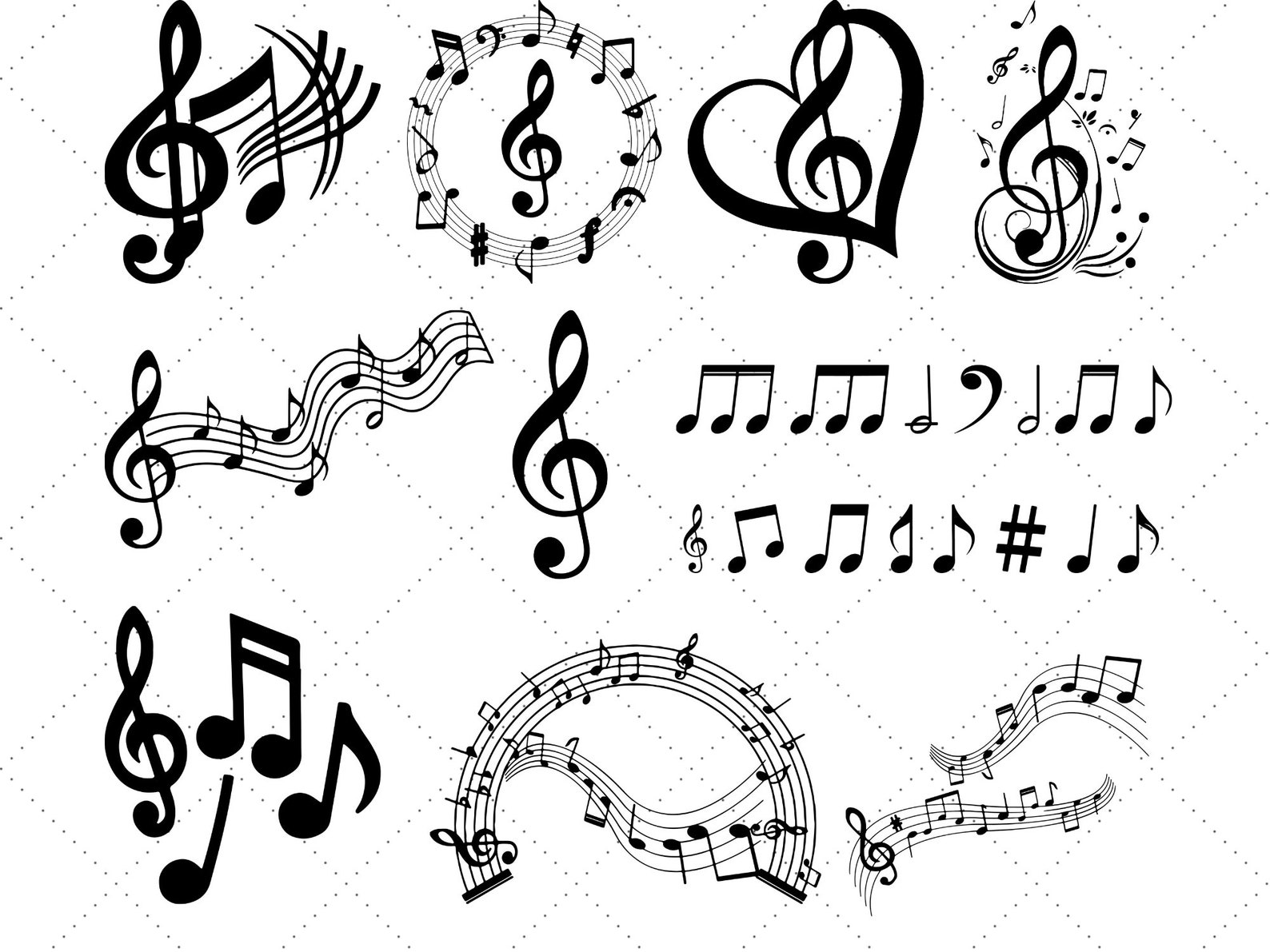 Music Notes SVG, Music Note SVG Bundle, Music Notes Clipart, Music ...