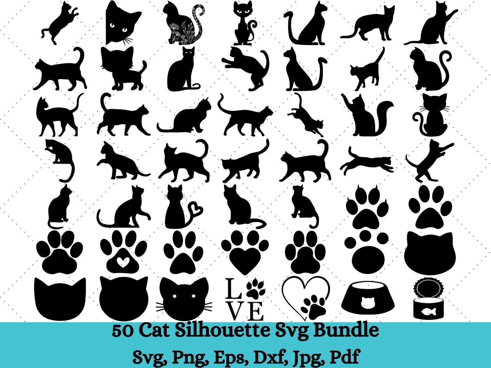 Cat Silhouette Svg, Cat SVG Bundle, Cat Head SVG, Cat Face SVG, Cat Cut ...
