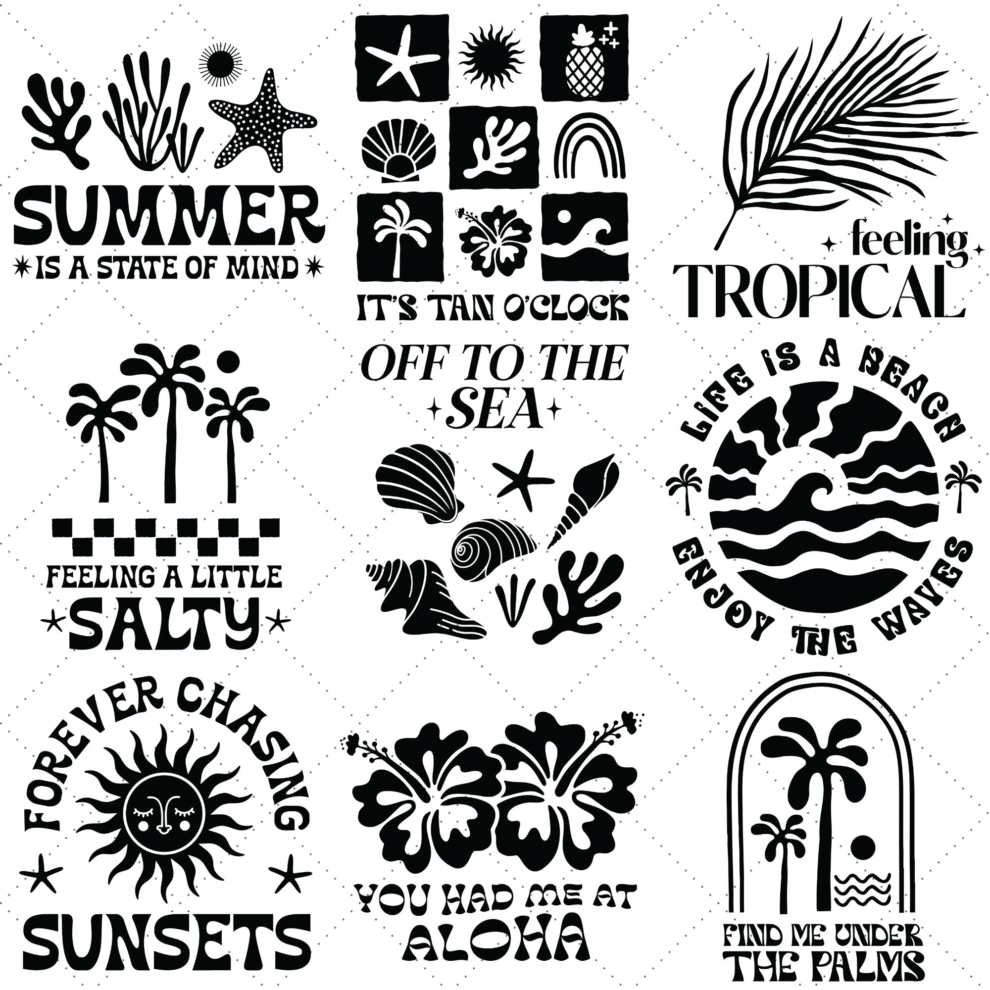 Boho Summer Beach Svg Bundle, Retro Summer Svg, Beach Svg, Vacation Svg ...