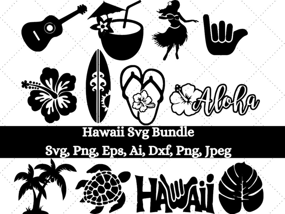 Hawaiian SVG Bundle, Hawaiian Luau Clipart, Aloha Svg, Hawaiian Flower ...