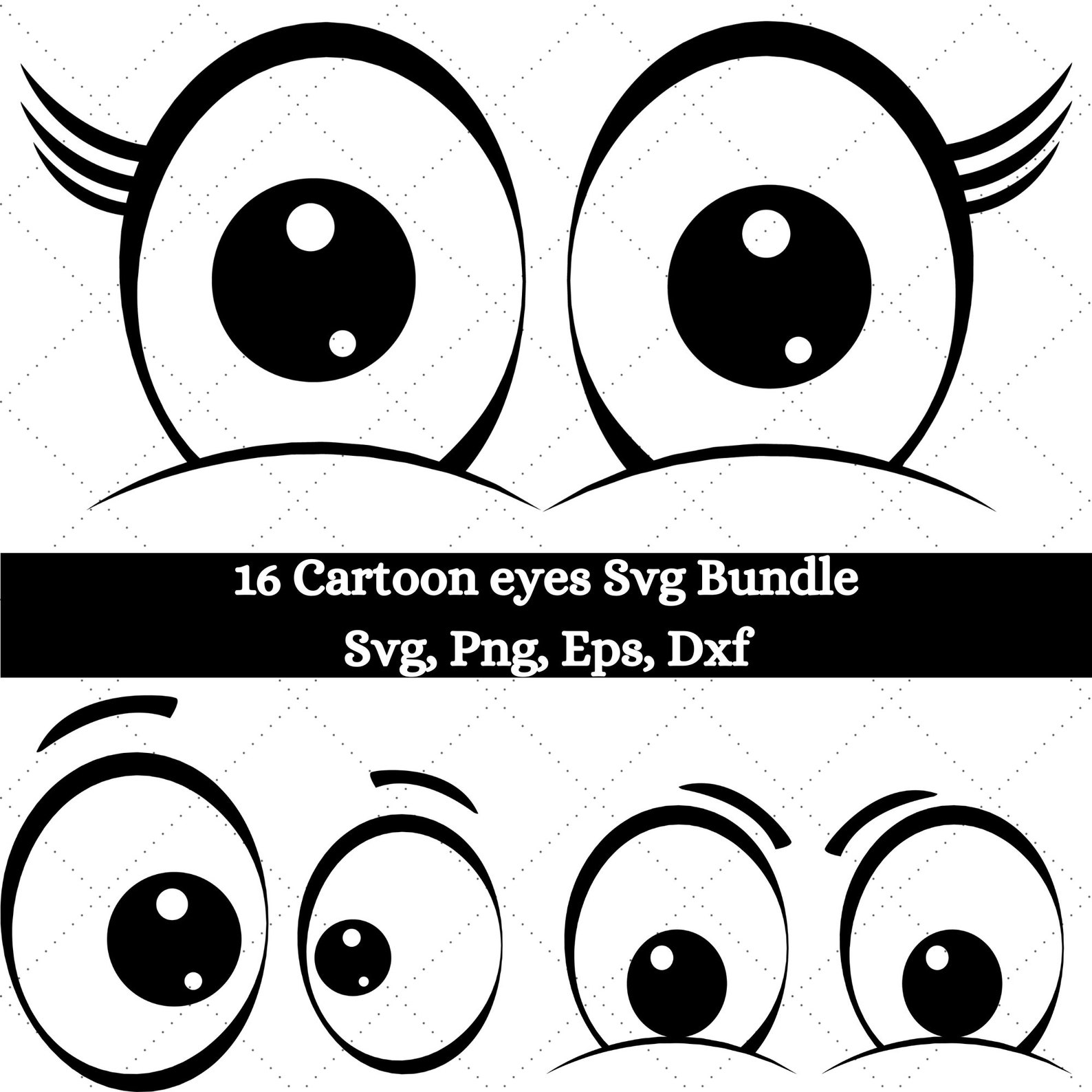 Cartoon Eyes SVG, Comic Book Eyes Svg Bundle, Googly Eyes, Out Line ...