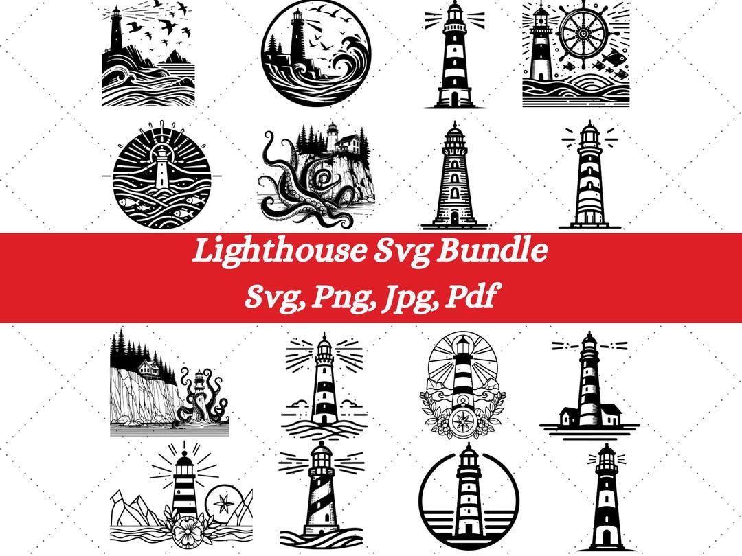 Lighthouse SVG Bundle, Light House SVG, Lighthouse Clipart, Watch Tower ...