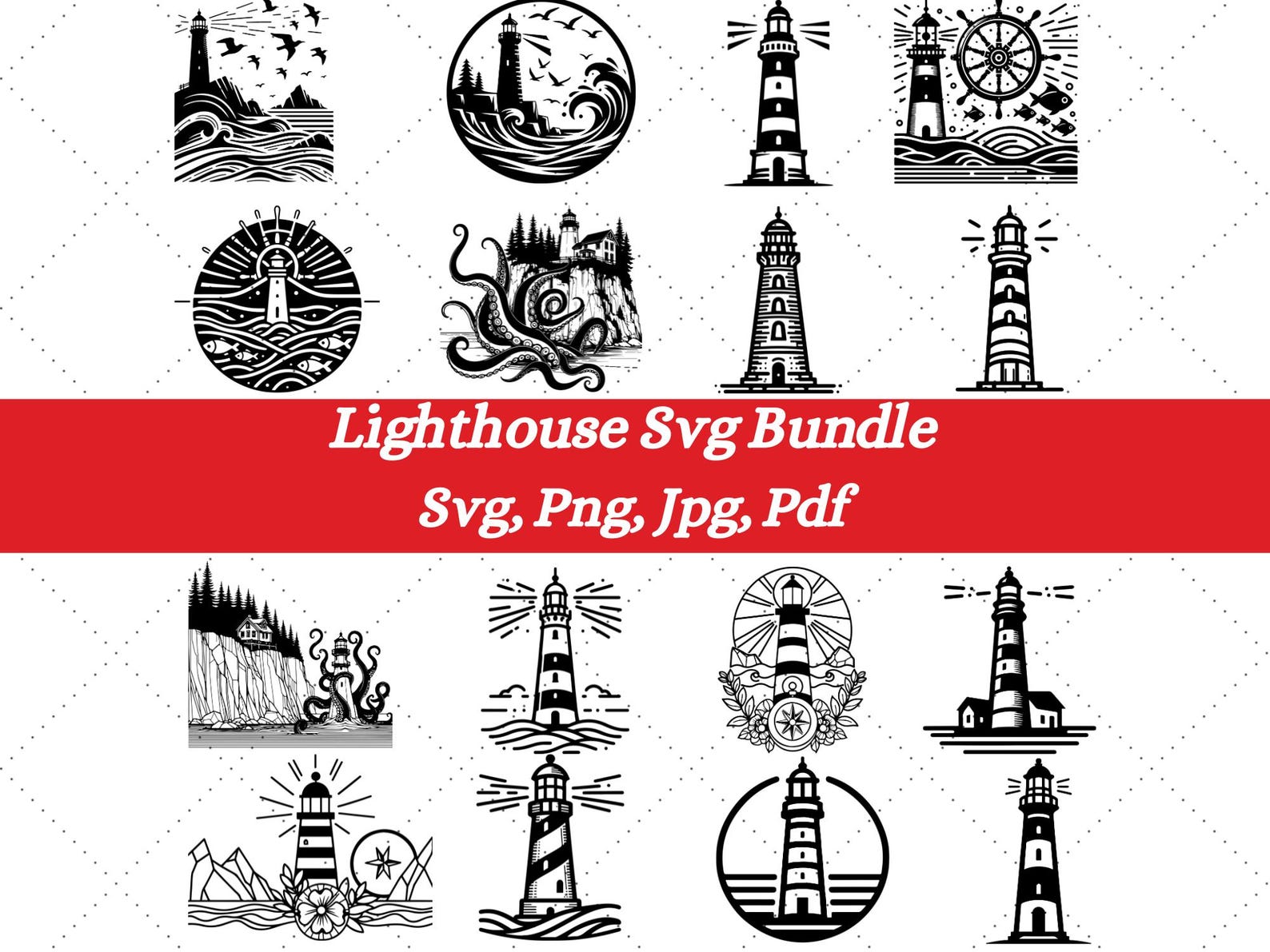 Lighthouse SVG Bundle, Light House SVG, Lighthouse Clipart, Watch Tower ...