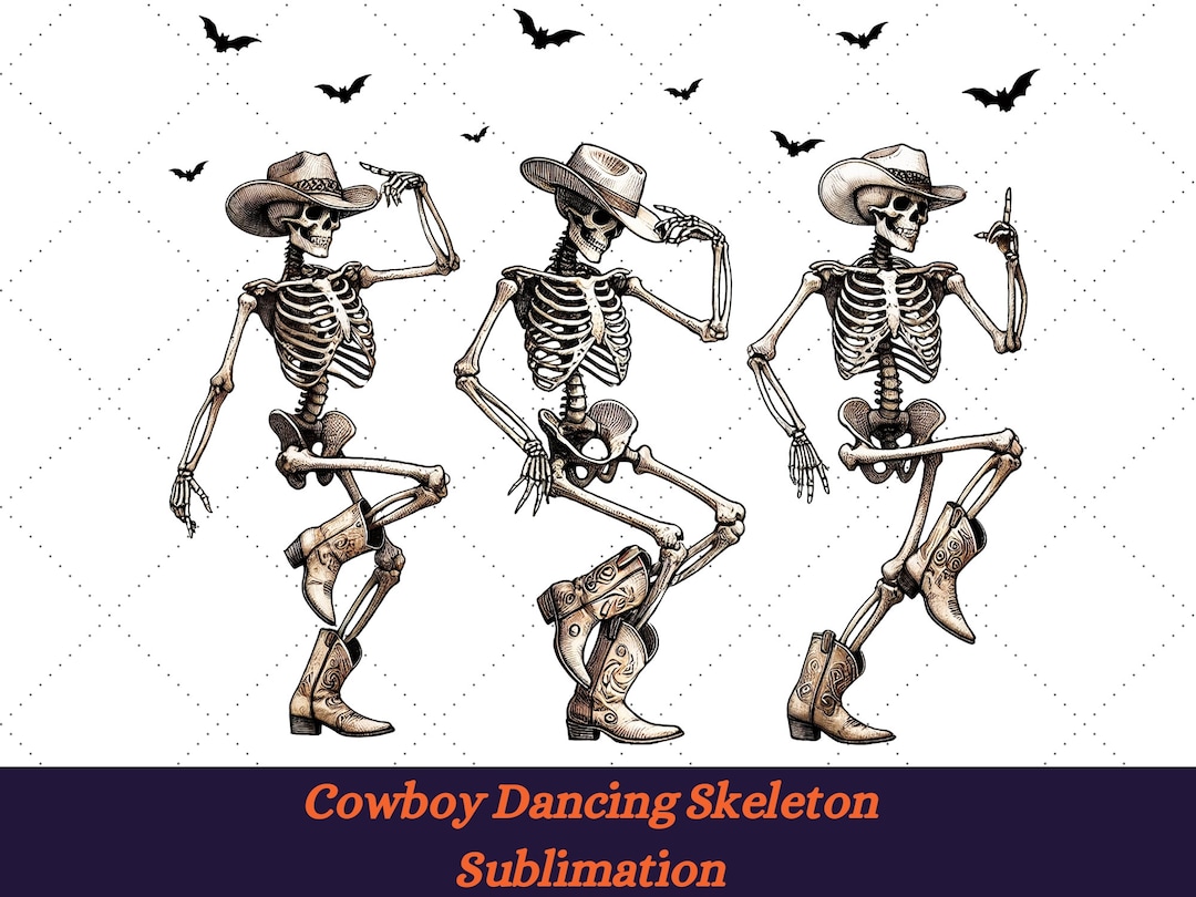 Cowboy Dancing Skeleton Sublimation, Cowboy Shirt Design, Skeleton Png ...