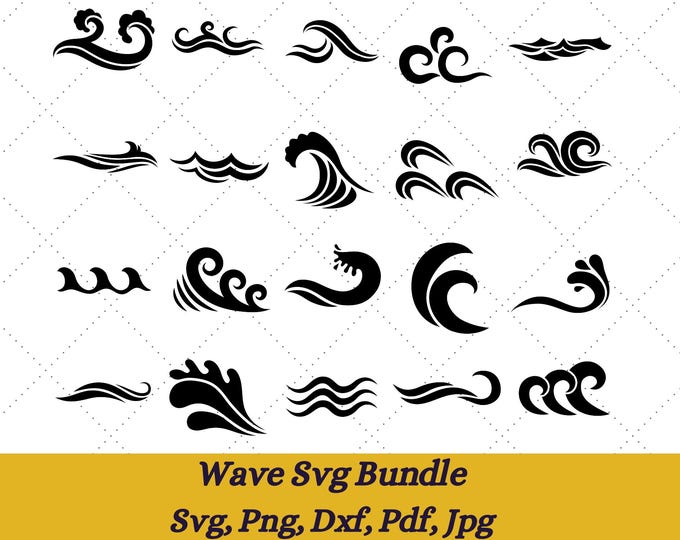Waves Design Svg, Beach Ocean Wave SVG PNG DXF Cricut Silhouette Cut ...