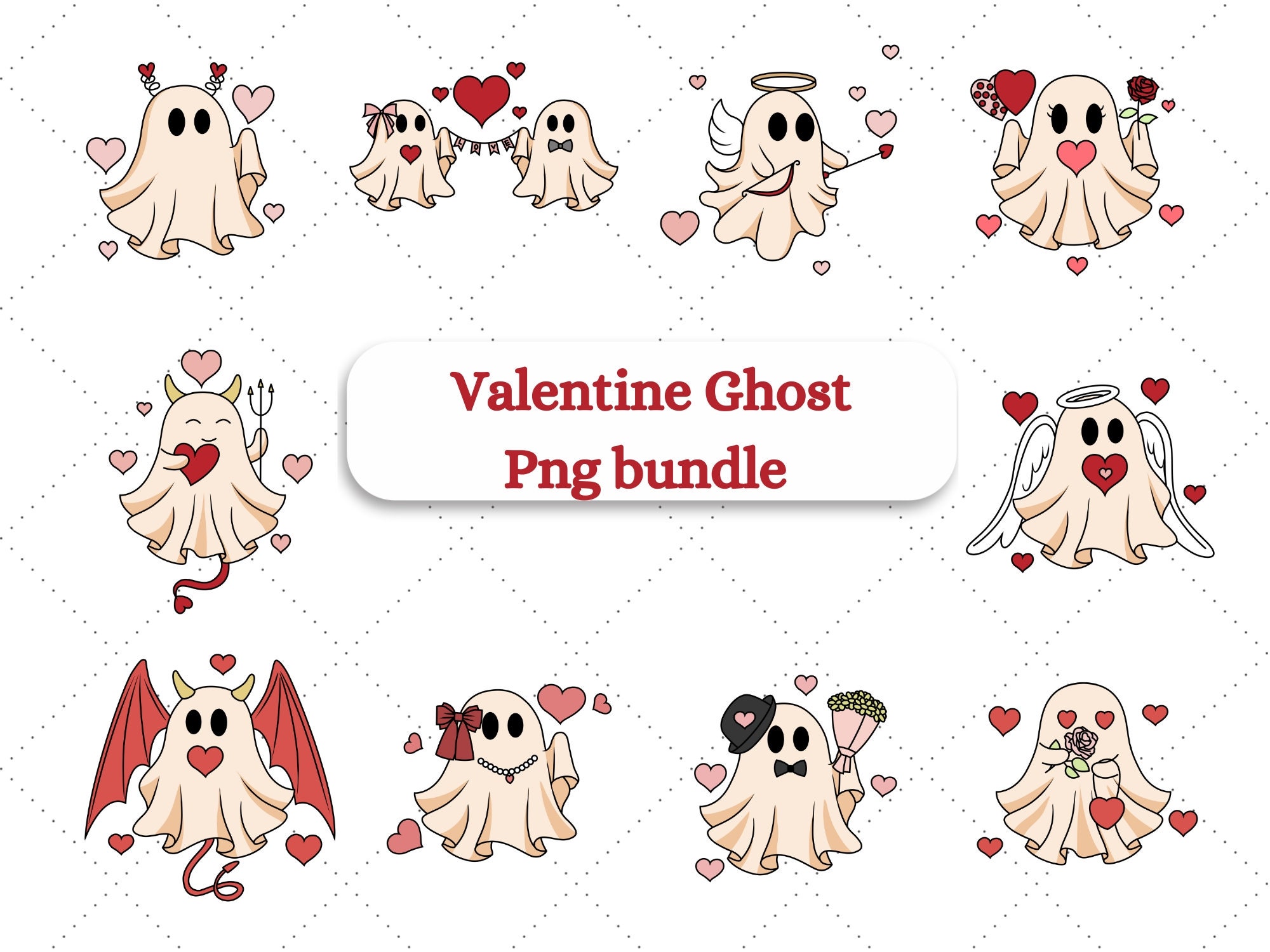Ghost Valentine Png Bundle, Be My Boo Png, Happy Valentine's Day ...