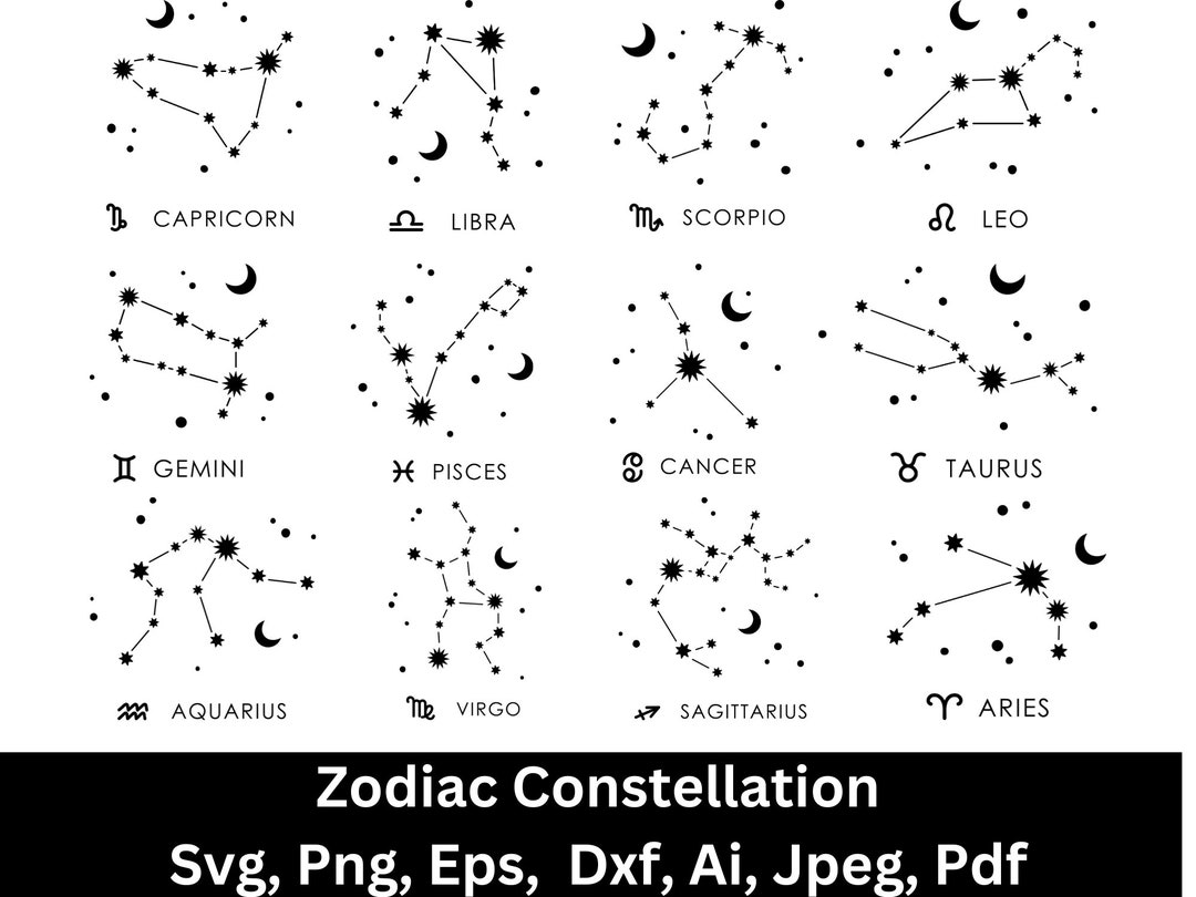 Star Zodiac Constellation Svg Png, Zodiac Svg, Horoscope Svg, Cricut ...