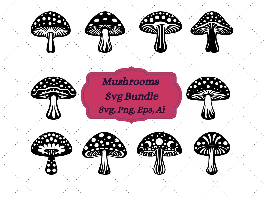 Mushroom Svg, Mushroom Svg Bundle, Mushroom Clipart, Mystical Moon ...