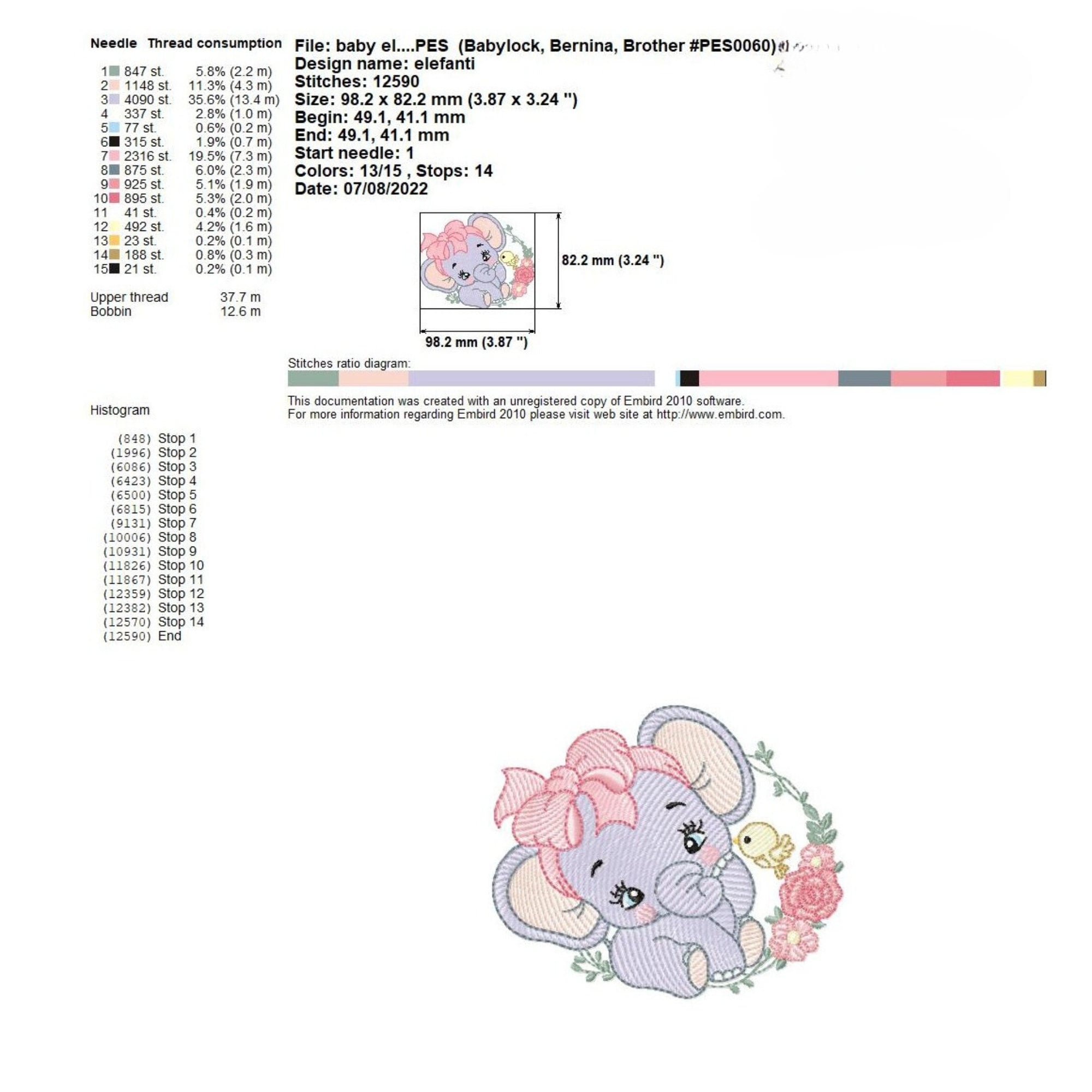 Baby Elephant Embroidery Machine Design, Baby Elephant Embroidery ...
