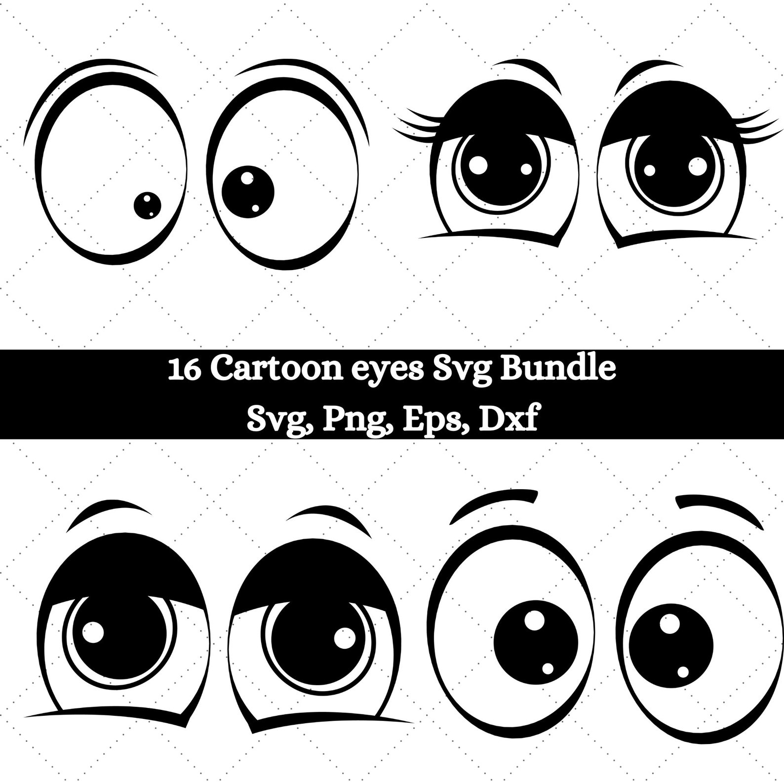 Cartoon Eyes SVG, Comic Book Eyes Svg Bundle, Googly Eyes, Out Line ...