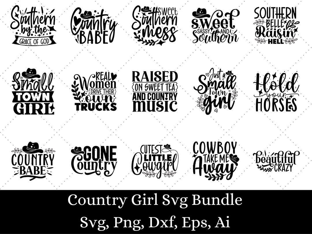 Country Girl Svg Bundle, Southern SVG Bundle, Farm Girl SVG, Cowboy SVG ...