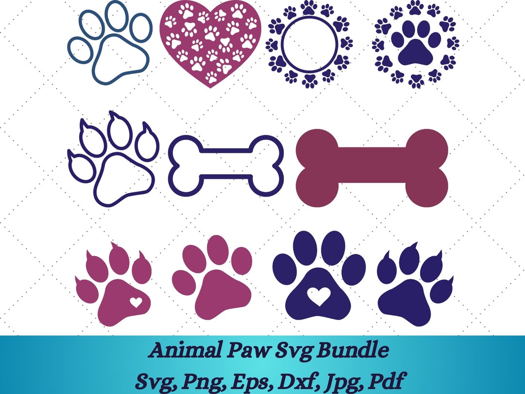Animal Paw Svg Bundle, PAW PRINTS BUNDLE, Paws Clipart, Dog Paw Svg ...