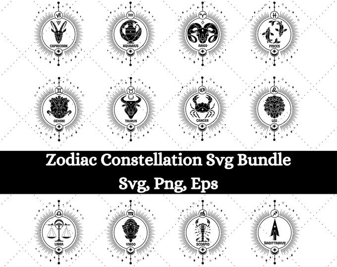 Zodiac Signs Bundle, Star Zodiac Constellations, Astrology, Horoscope ...