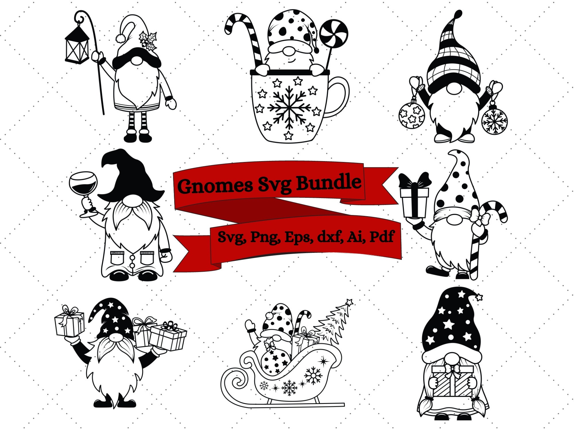 Christmas Gnomes Svg Bundle, Gnomes Svg, Gnome Clipart, Cute Gnomies ...