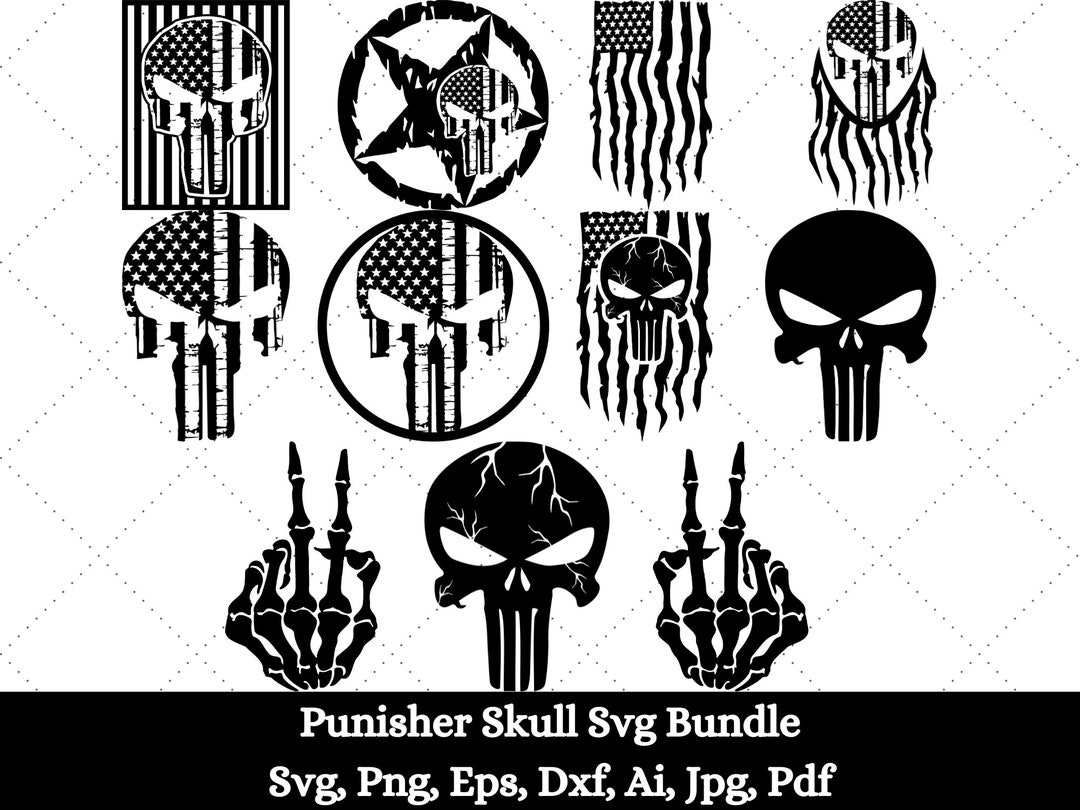 Punisher Skull Svg Bundle, Punisher Tshirt Design, Skull Svg Bundle ...