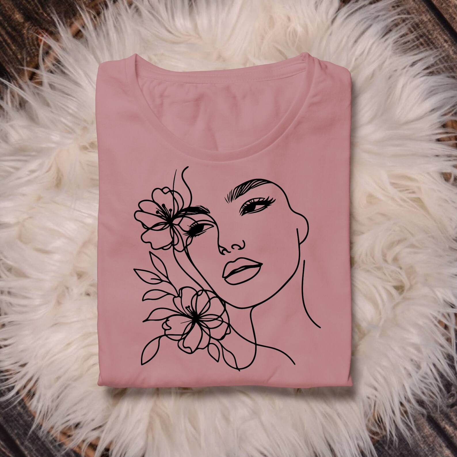 Line Art Svg Bundle, Flowers in Hair Svg, Line Art Face Svg, Faces ...