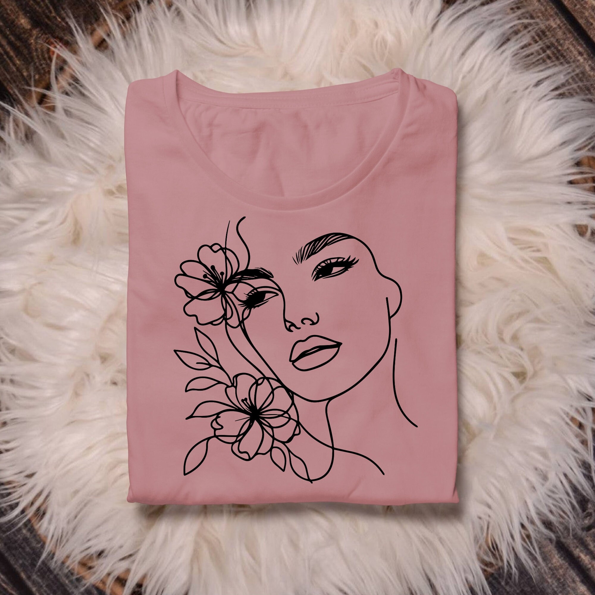 Line Art Svg Bundle, Flowers in Hair Svg, Line Art Face Svg, Faces ...