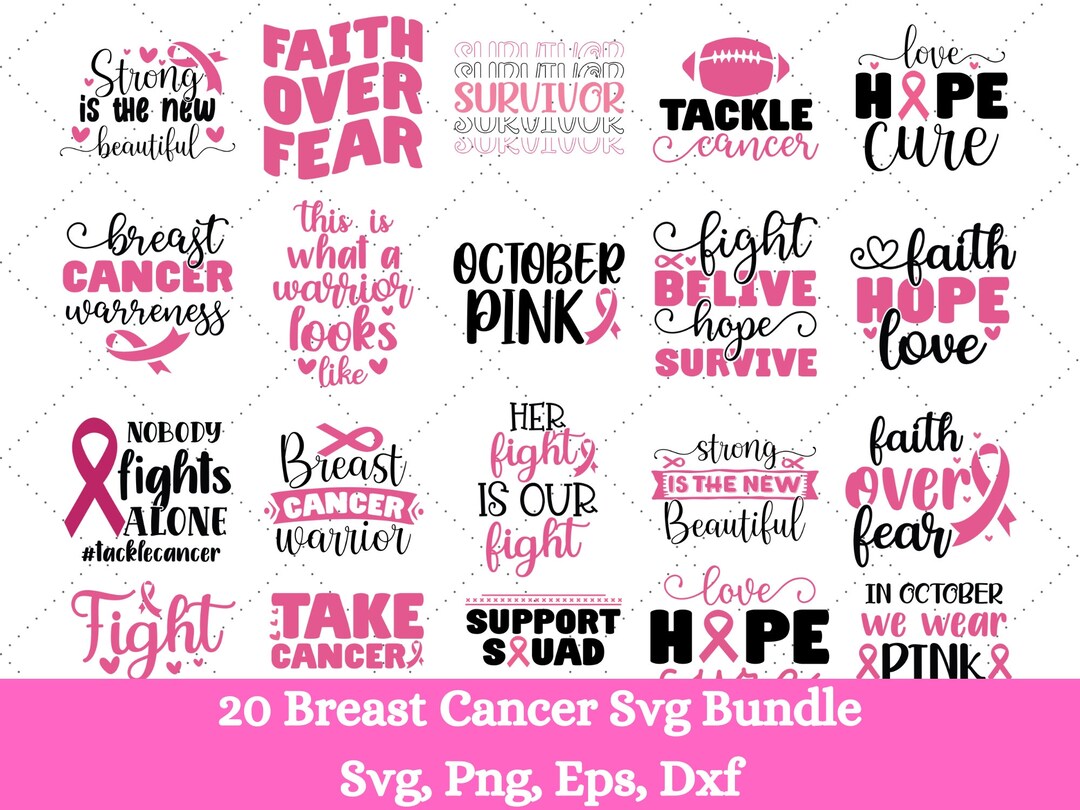 Breast Cancer SVG Bundle, Cancer SVG, Cancer Awareness, Instant ...