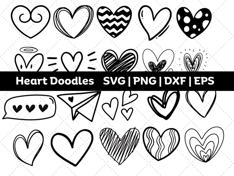 Heart Doodle Svg Bundle Heart Svg Bundle Hand Drawn Heart - Etsy